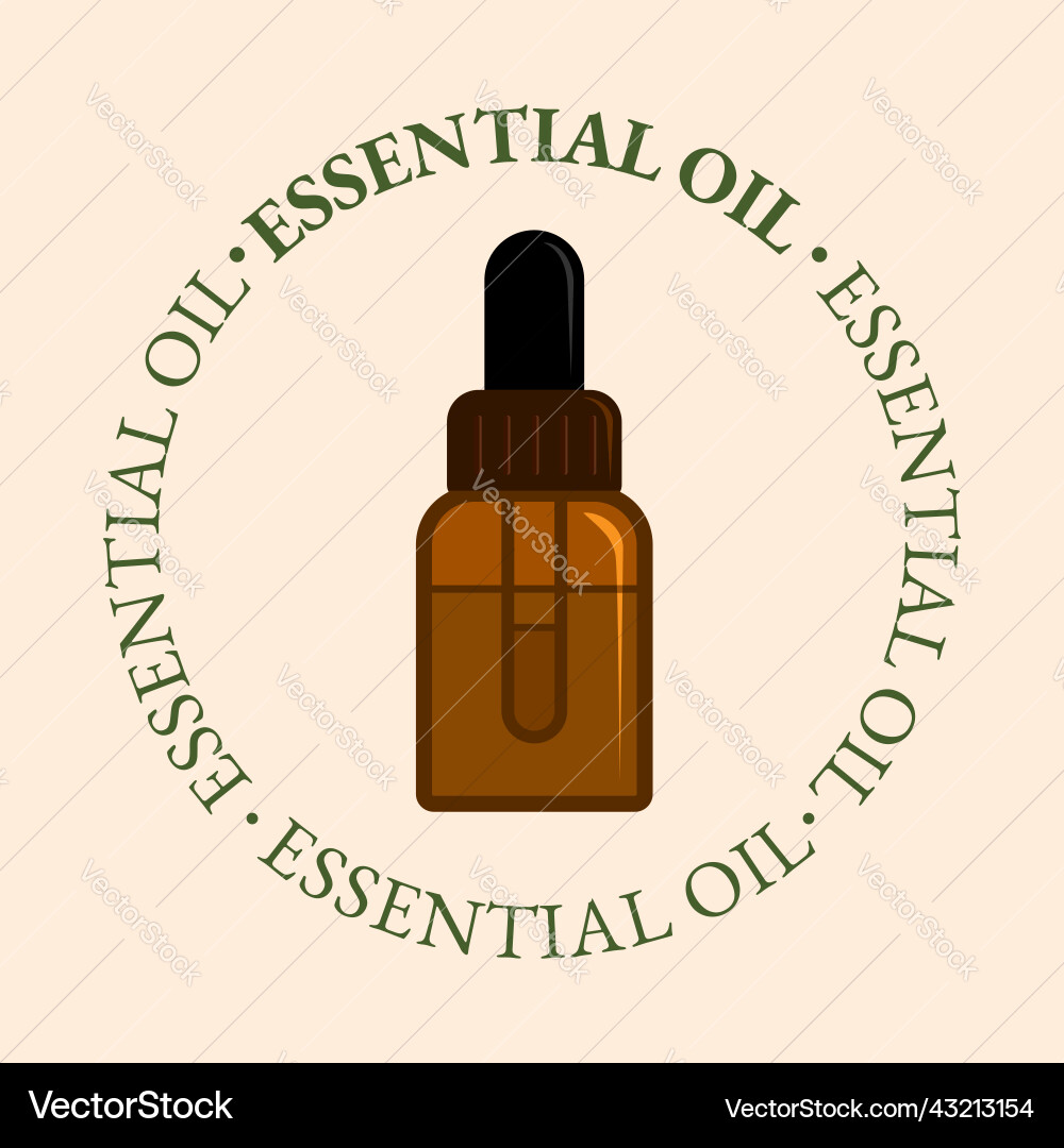 Essential oil bottle symbol with text Royalty Free Vector