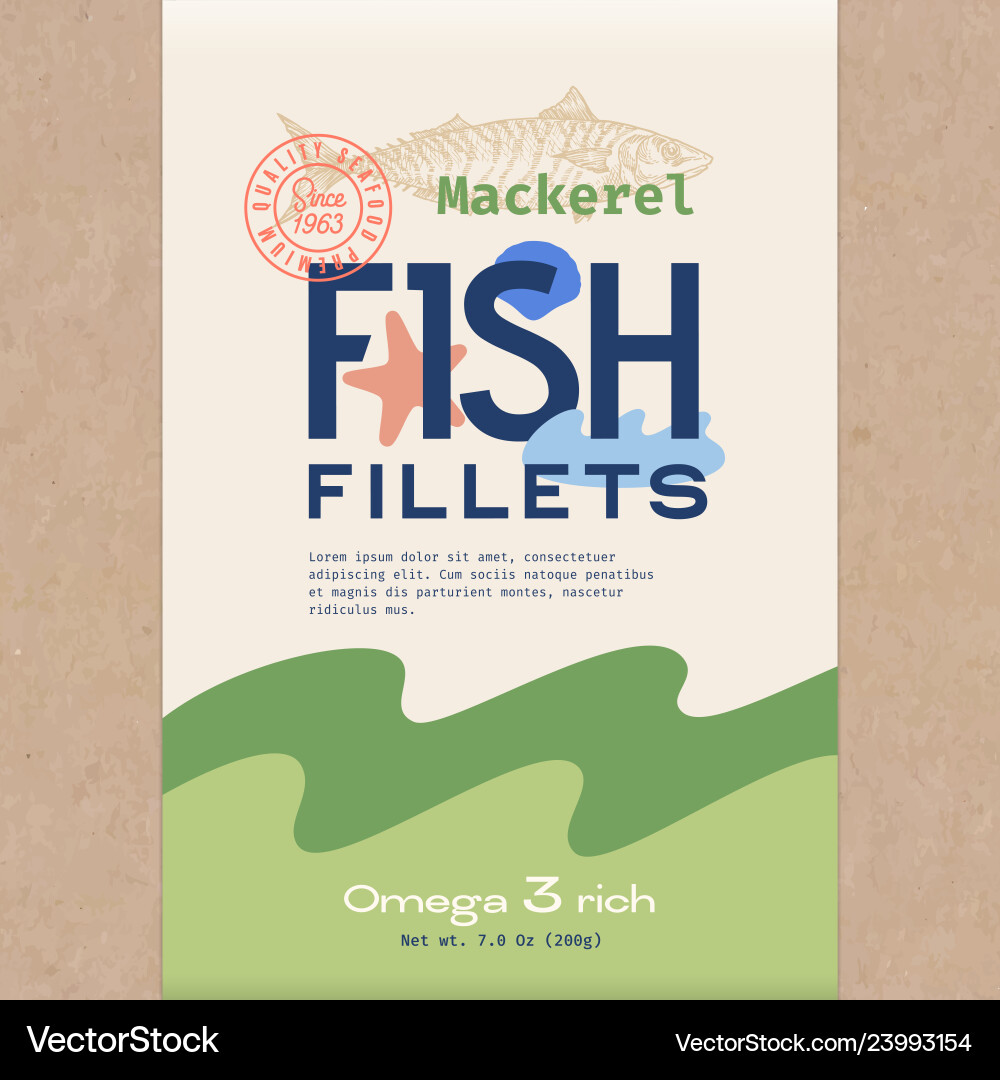 Fish Fillet Packaging Label Royalty Free Vector Image