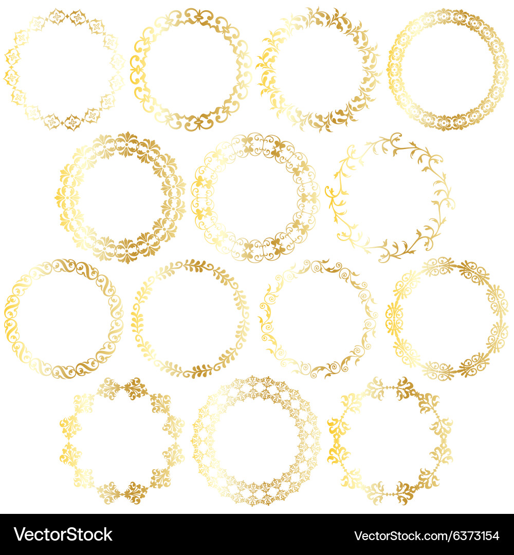 Gold circle frames Royalty Free Vector Image - VectorStock