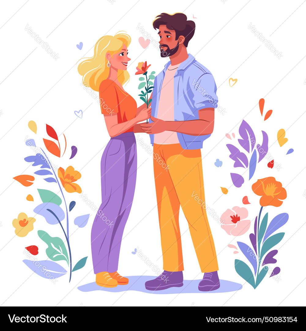 Happy couple flat Royalty Free Vector Image - VectorStock