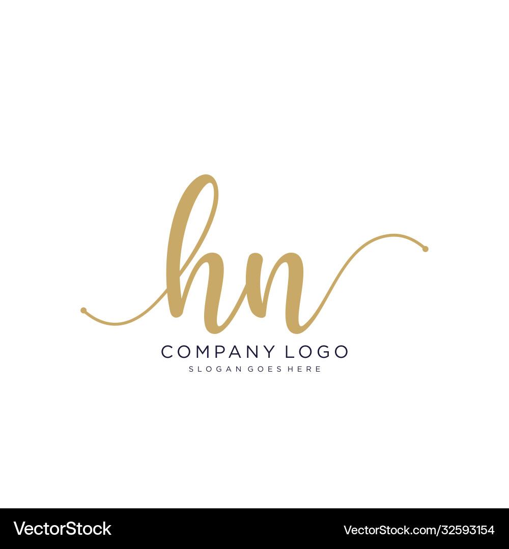 Hn initial handwriting logo design Royalty Free Vector Image
