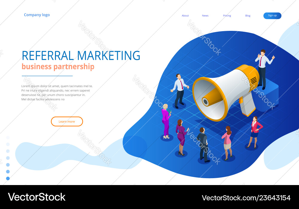 Isometric referral marketing network Royalty Free Vector