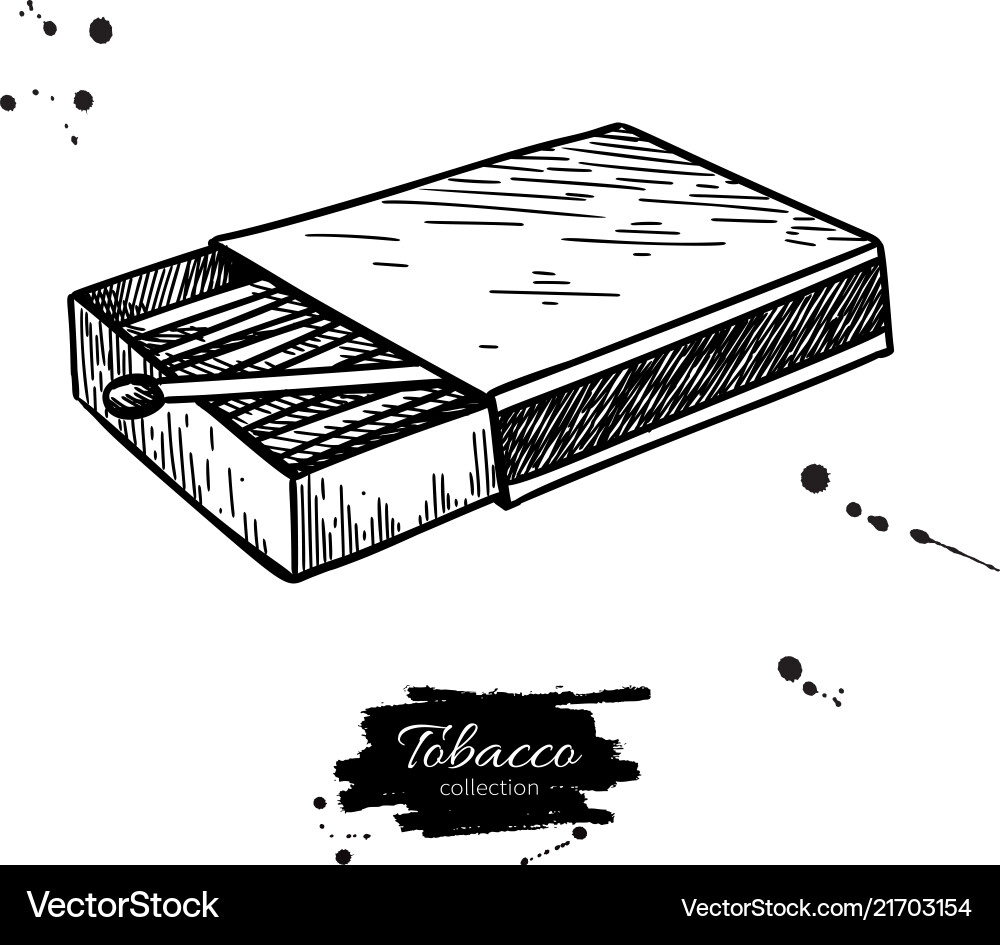 Matchbox drawing hand drawn matches box Royalty Free Vector