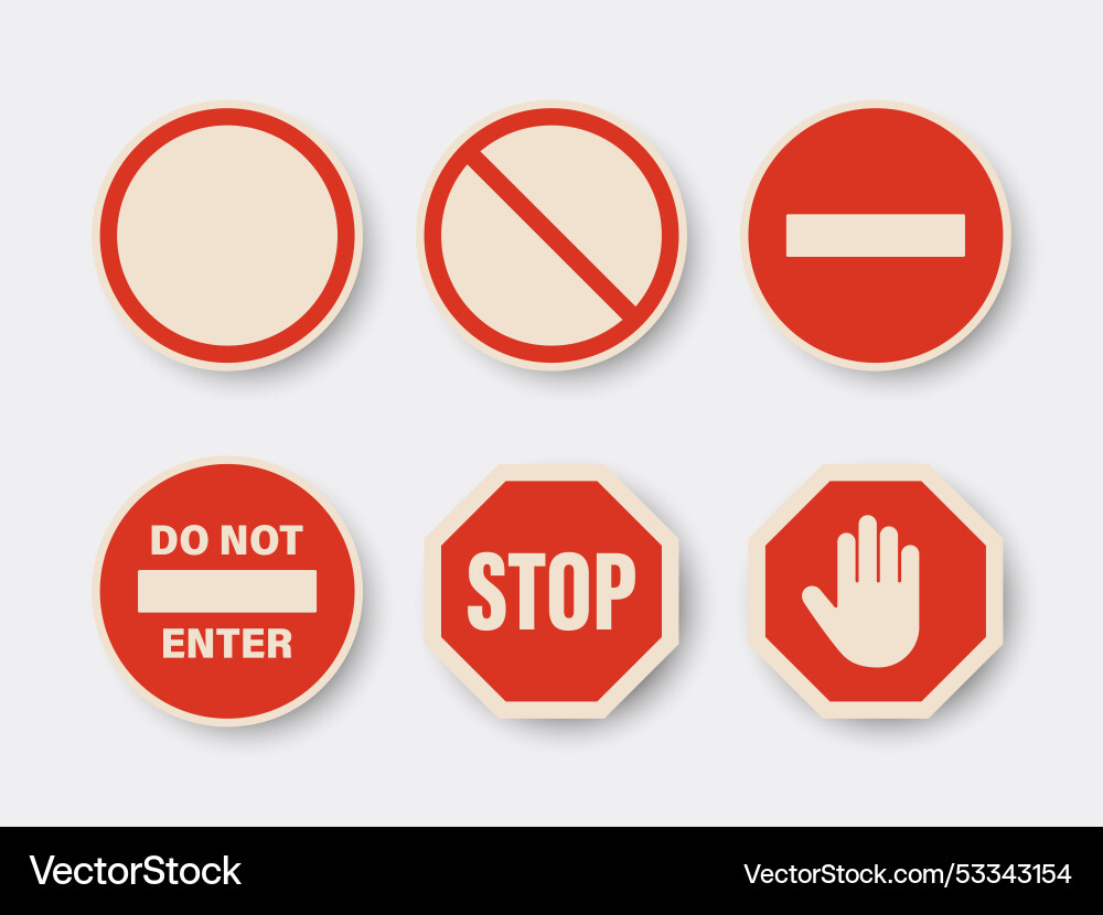 Stop white and red round glossy prohibition Vector Image