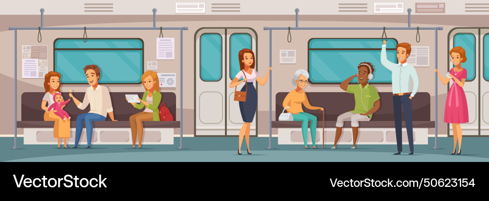 Subway underground cartoon composition Royalty Free Vector