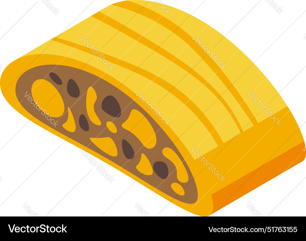 Apple strudel with sugar powder served on white Vector Image