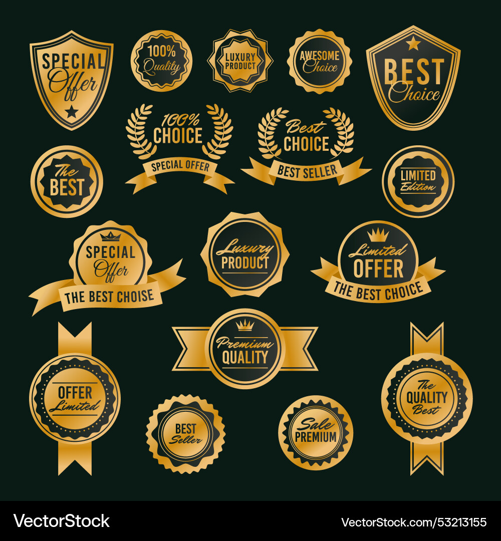 Award badge win gold stamp quality mark best Vector Image