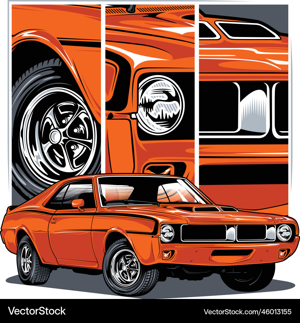 Classic Muscle Car Artwork Royalty Free Vector Image