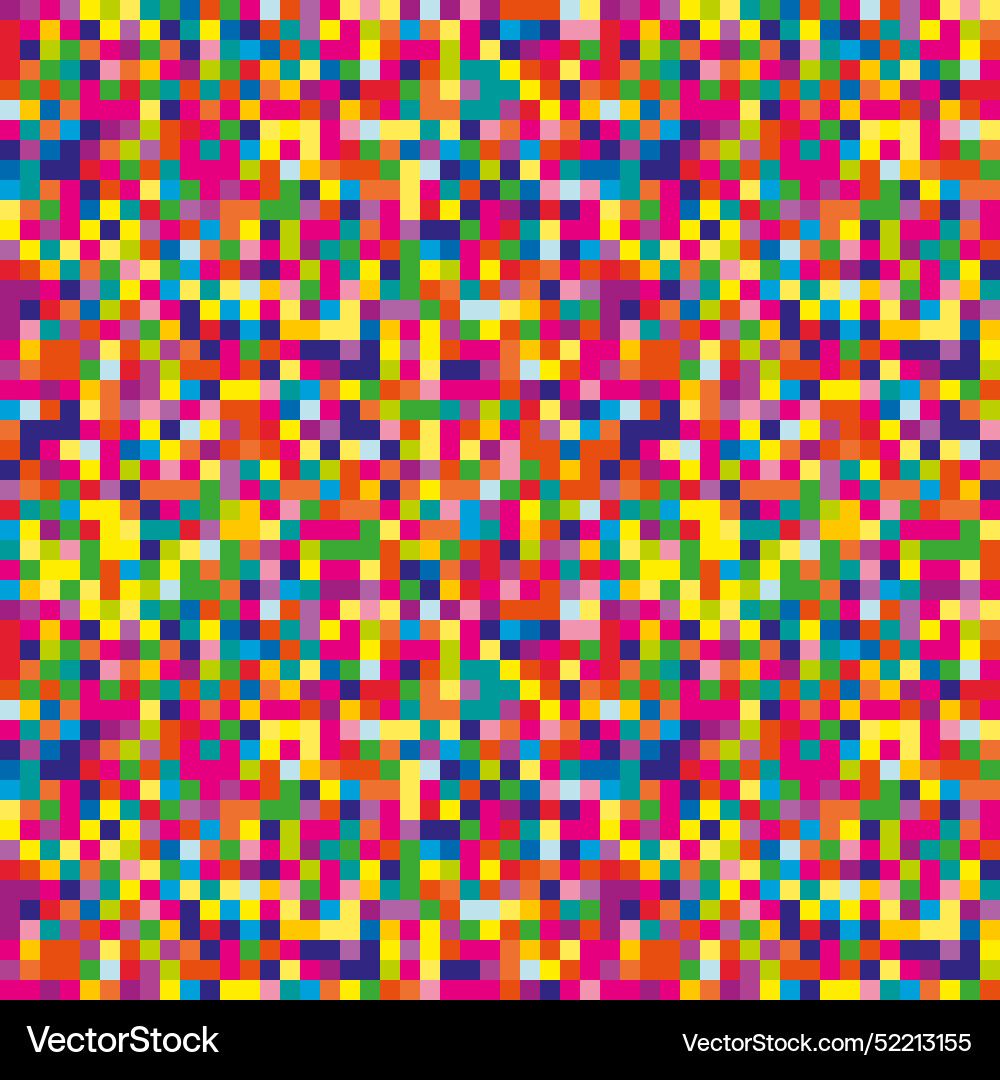 Colorful rainbow pixel mosaic seamless Royalty Free Vector