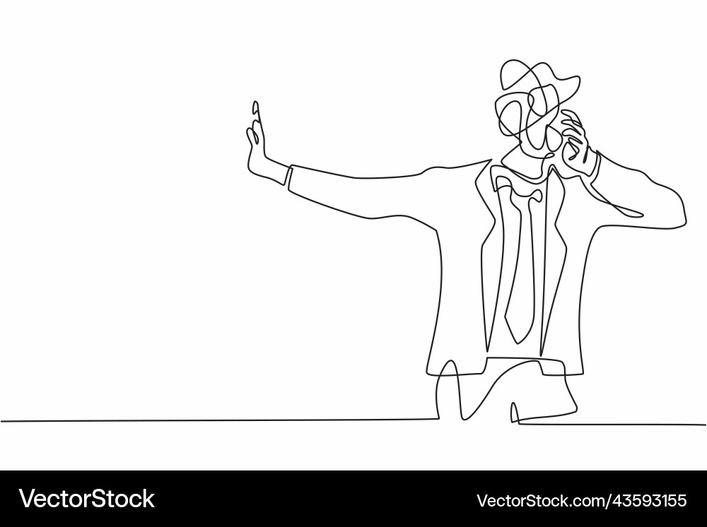 Continuous one line drawing businessman Royalty Free Vector