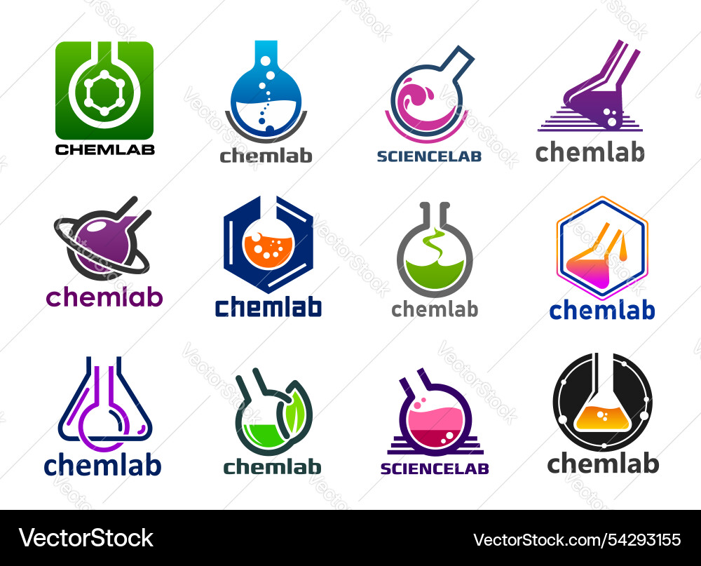 Laboratory chemical lab icons test tubes beaker Vector Image