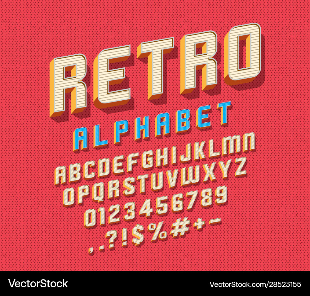 Retro font Royalty Free Vector Image - VectorStock