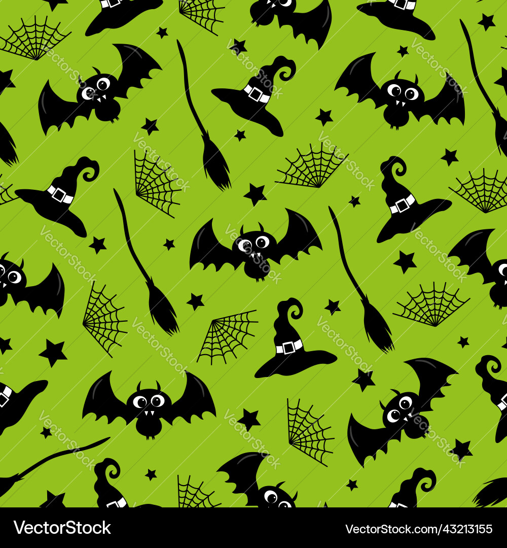Seamless pattern for halloween - bat and broom Vector Image