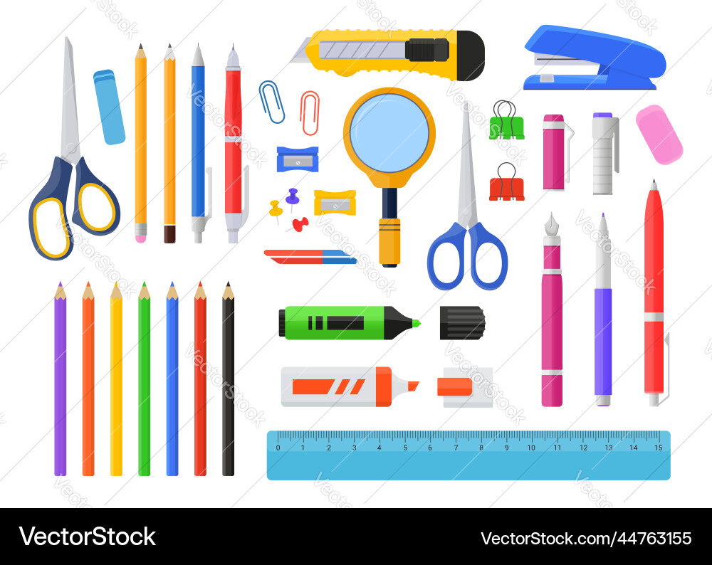 Stationery for office work - flat design style Vector Image