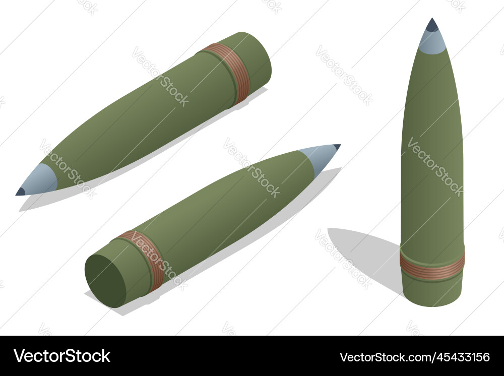 155mm M777 Howitzer Shells - Isometric Royalty Free Vector