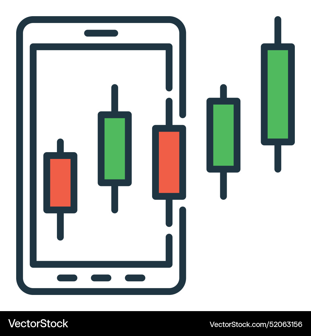 Candlestick chart pattern inside smartphone stock Vector Image