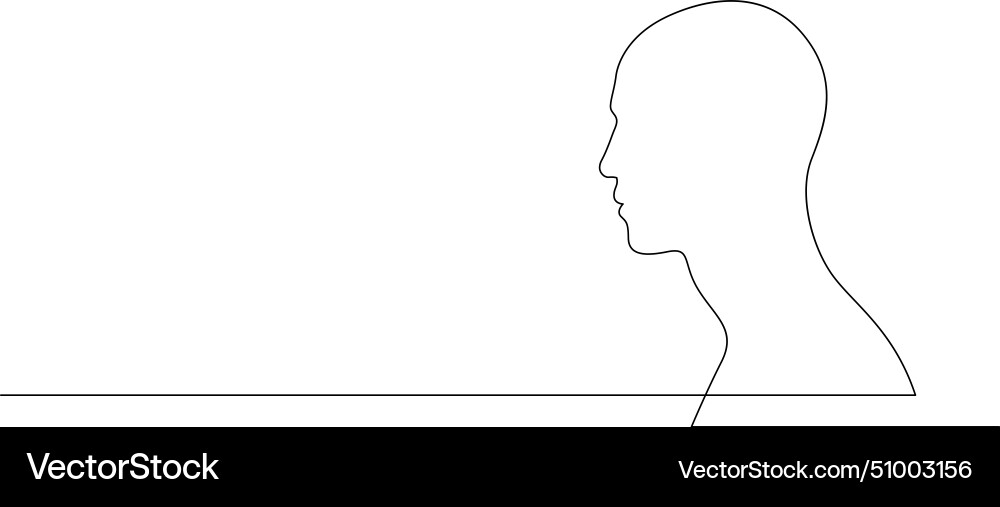Continuous line drawing of a human head contour Vector Image
