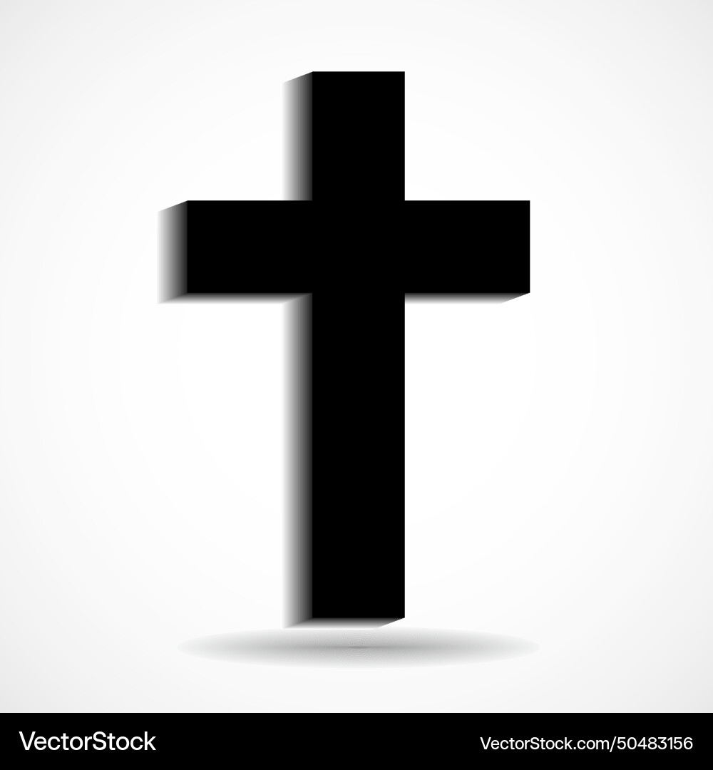 Cross with shadow christian symbol Royalty Free Vector Image
