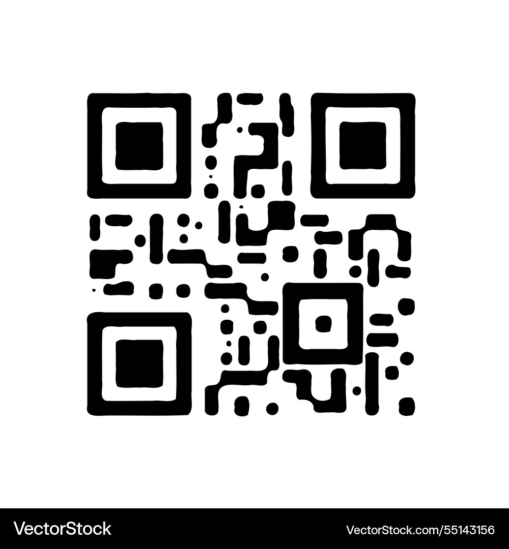 Hand drawn qr code in black and white style Vector Image