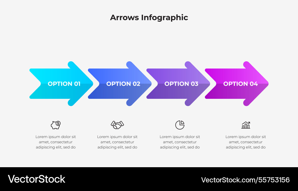 Infographic of four sequential arrow options Vector Image