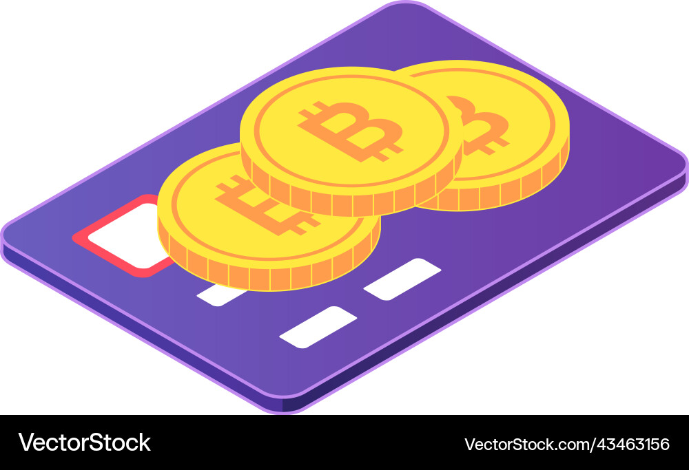 Isometric cryptocurrency card composition Vector Image