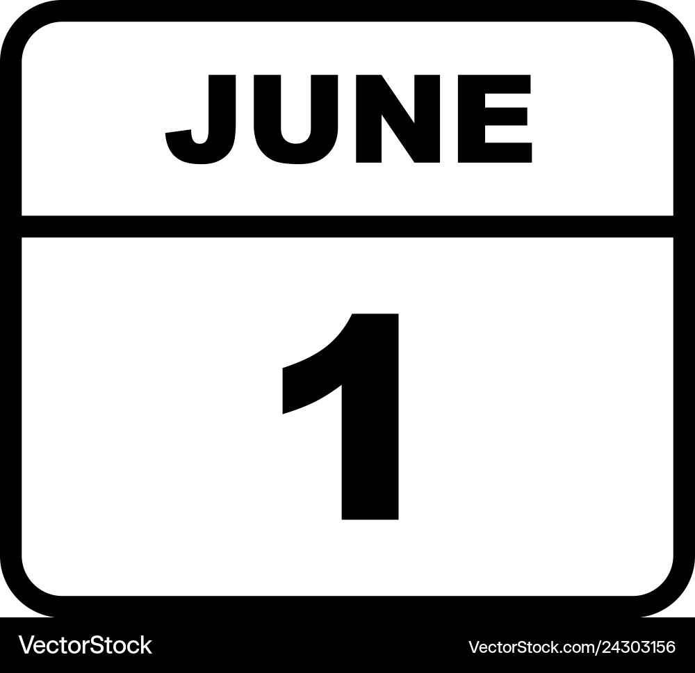 June 1st date on a single day calendar Royalty Free Vector