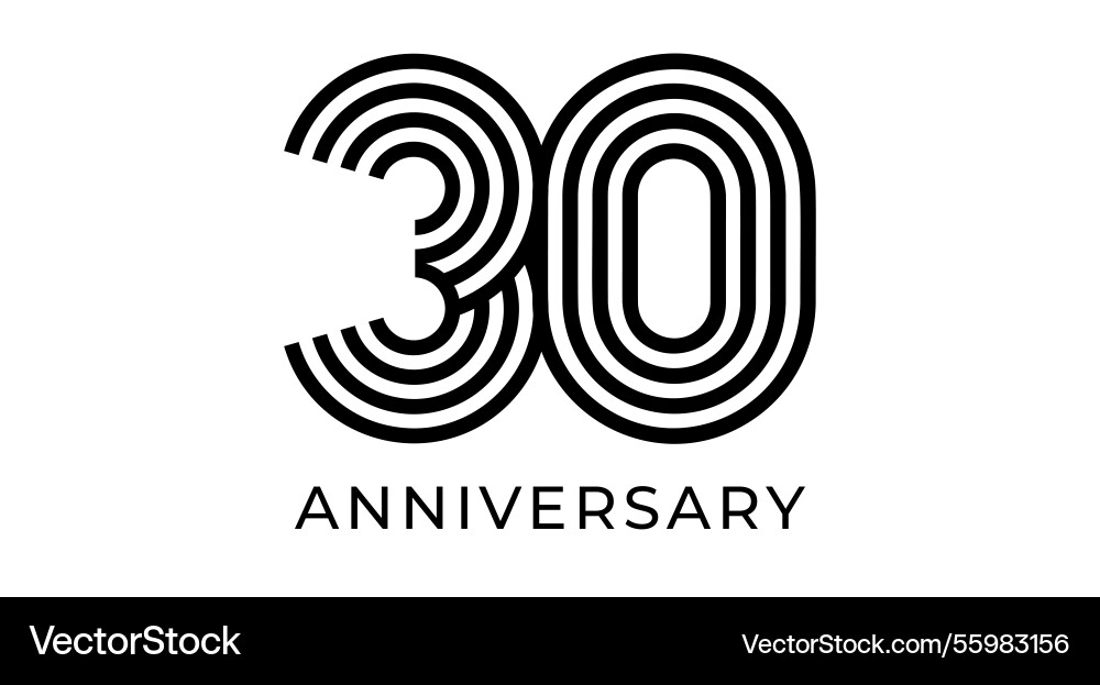 Minimalist 30th anniversary logo geometric lines Vector Image