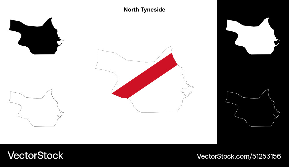 North tyneside outline map Royalty Free Vector Image