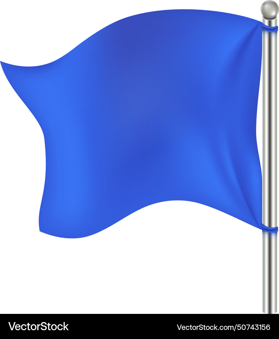 Realistic flag blue fabric waving on wind metal Vector Image