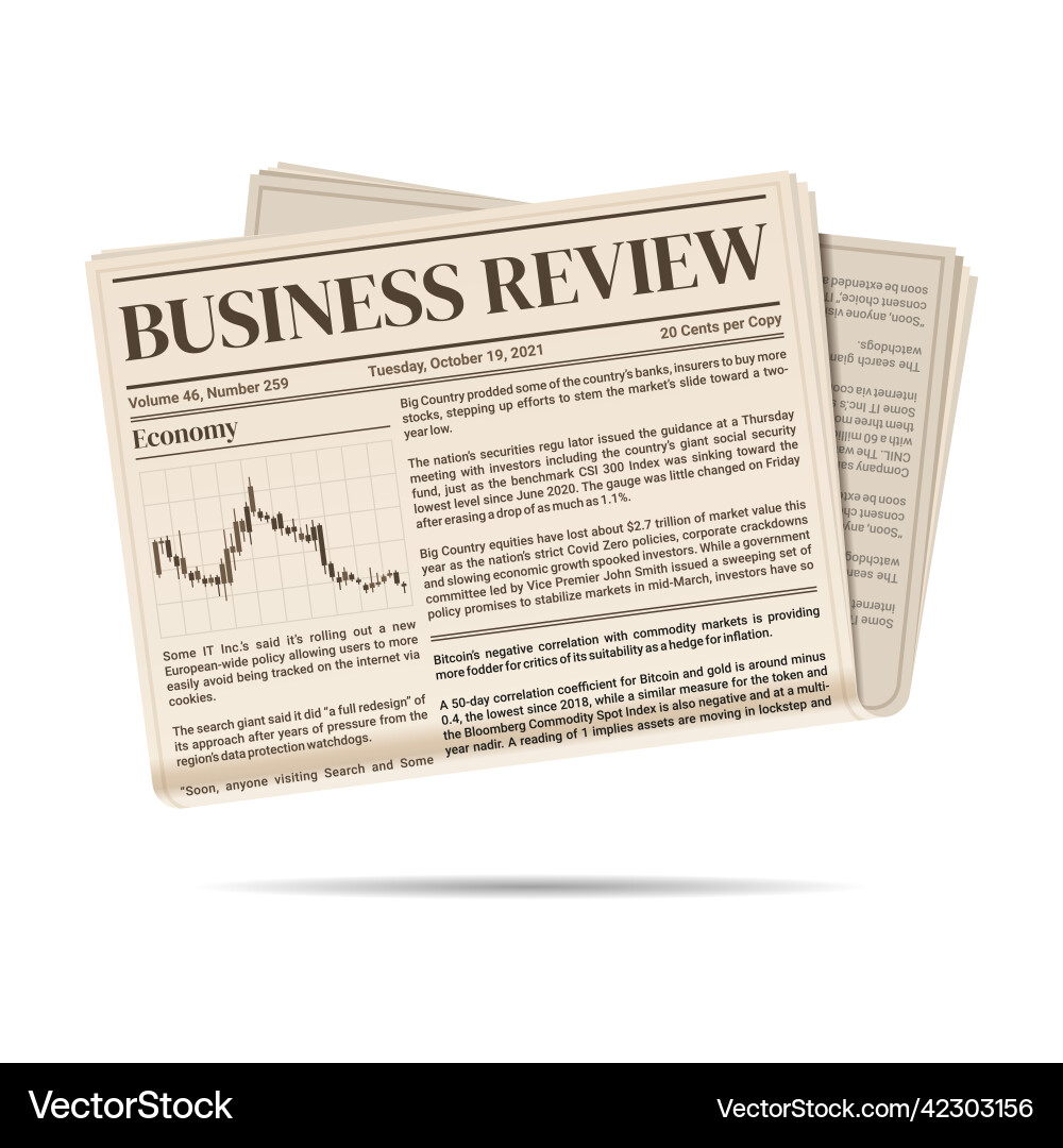 Realistic newspaper icon on white background Vector Image