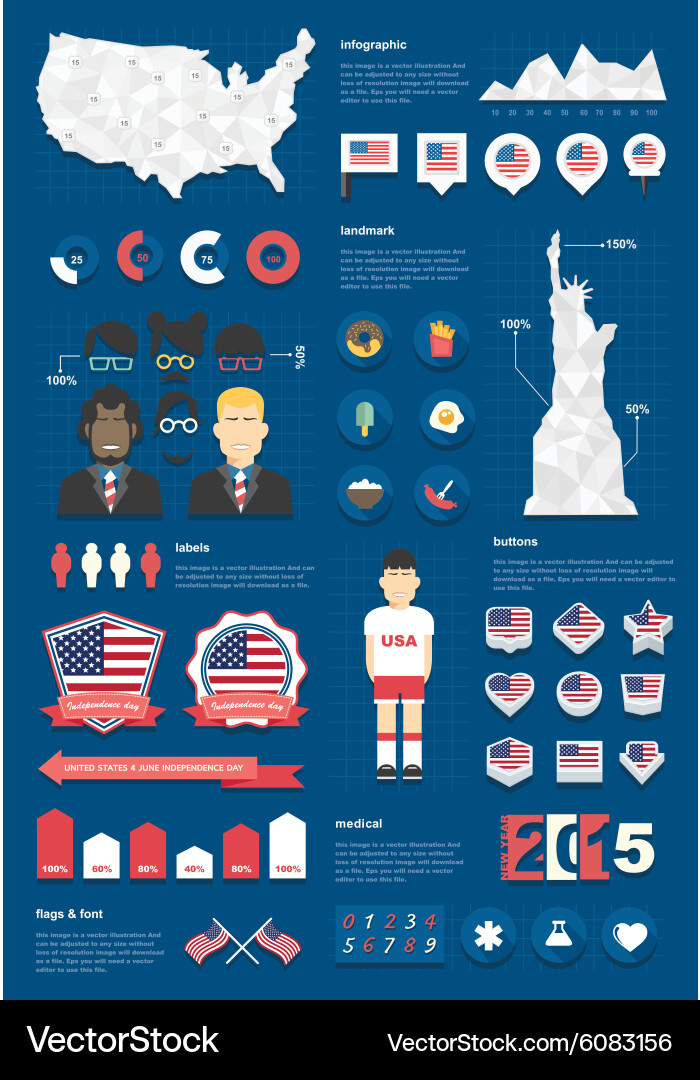 United states infographic set Royalty Free Vector Image