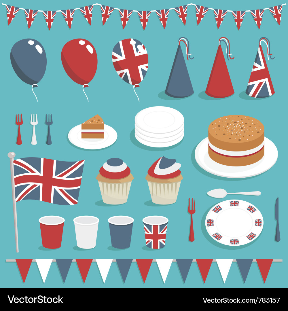 British Party Decorations Royalty Free Vector Image