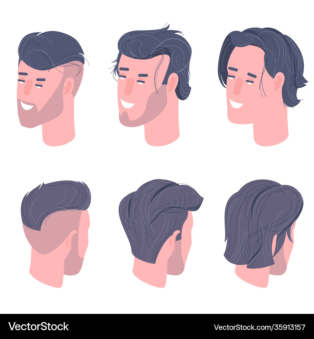 Flat design isometric men character heads Vector Image