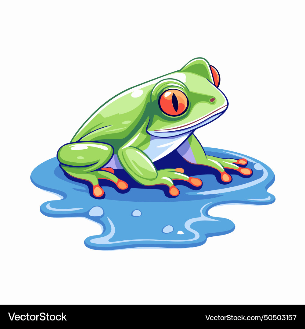 Frog cartoon character isolated on a white Vector Image