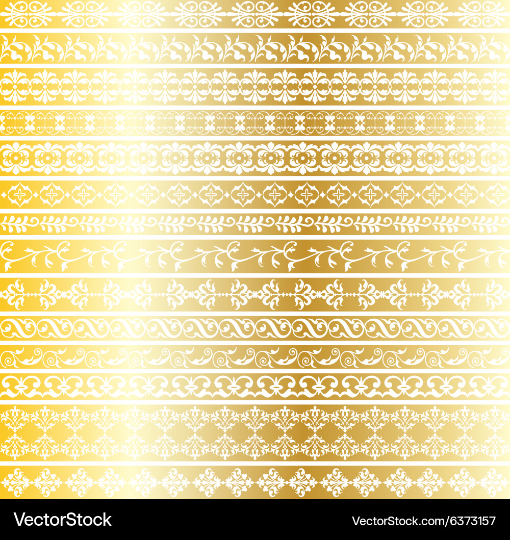 Gold ornate border patterns Royalty Free Vector Image