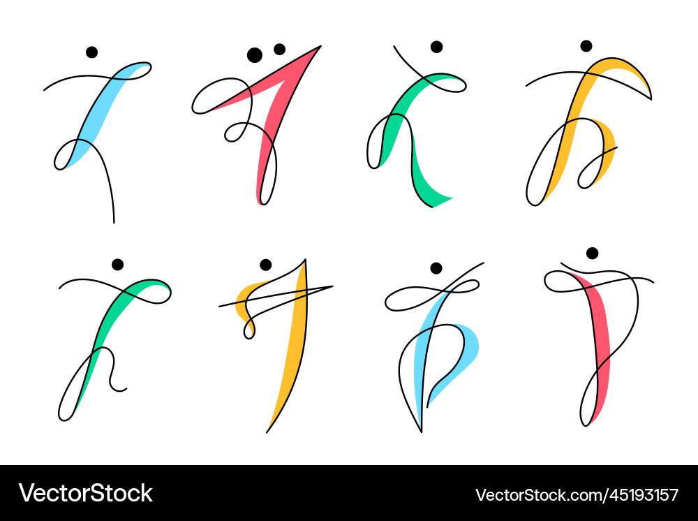 Set human body dance logos people shapes Vector Image