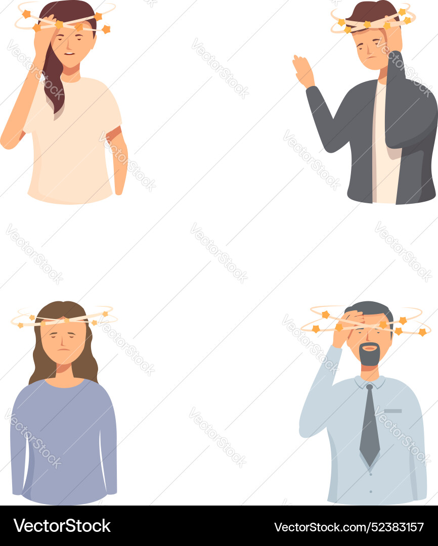Set of people with dizziness Royalty Free Vector Image