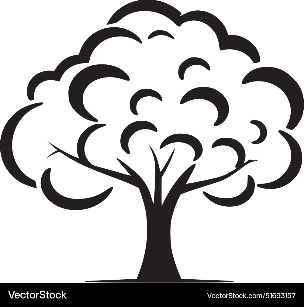 Tree - black and white Royalty Free Vector Image