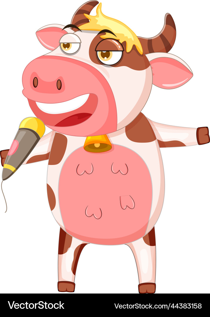 A cow singing cartoon character Royalty Free Vector Image