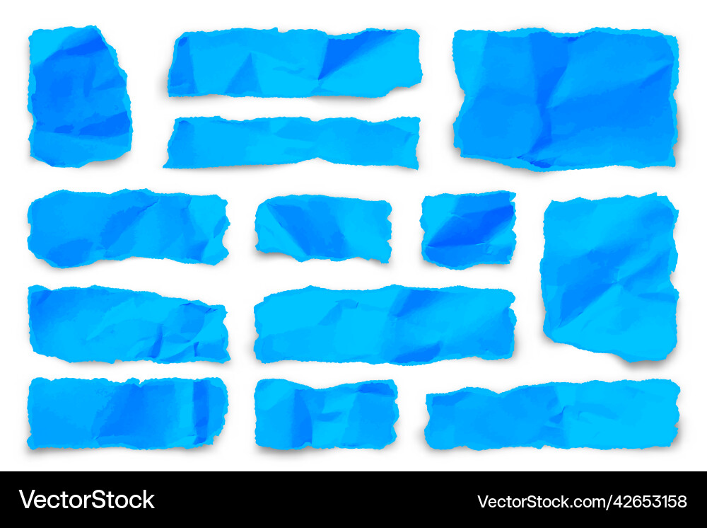 Blue ripped paper strips on white background Vector Image