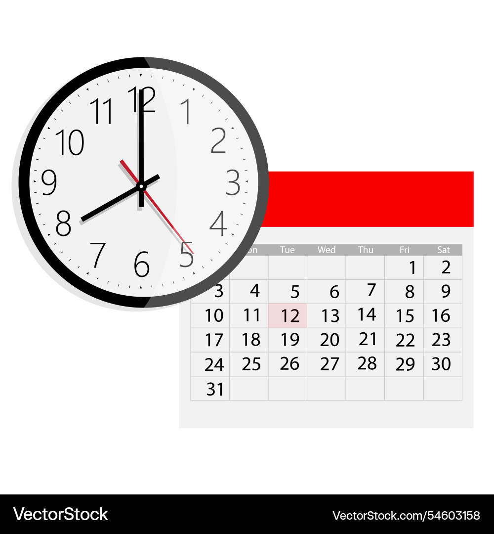 Deadline reminder calendar and watch icon Vector Image