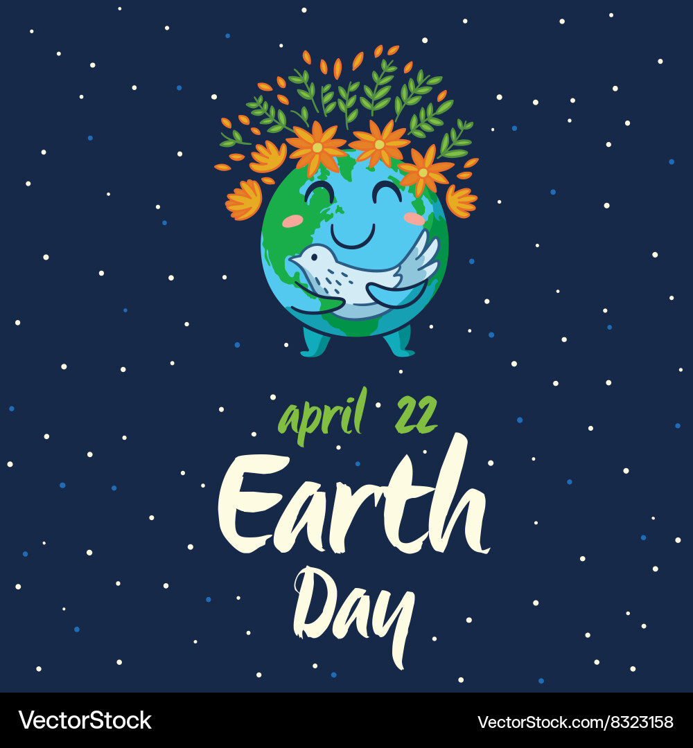 Earth globe cartoon card Royalty Free Vector Image