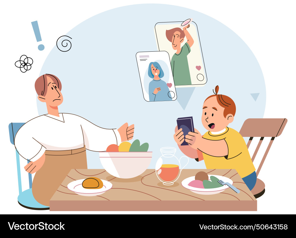 Gadget addiction effective communication requires Vector Image