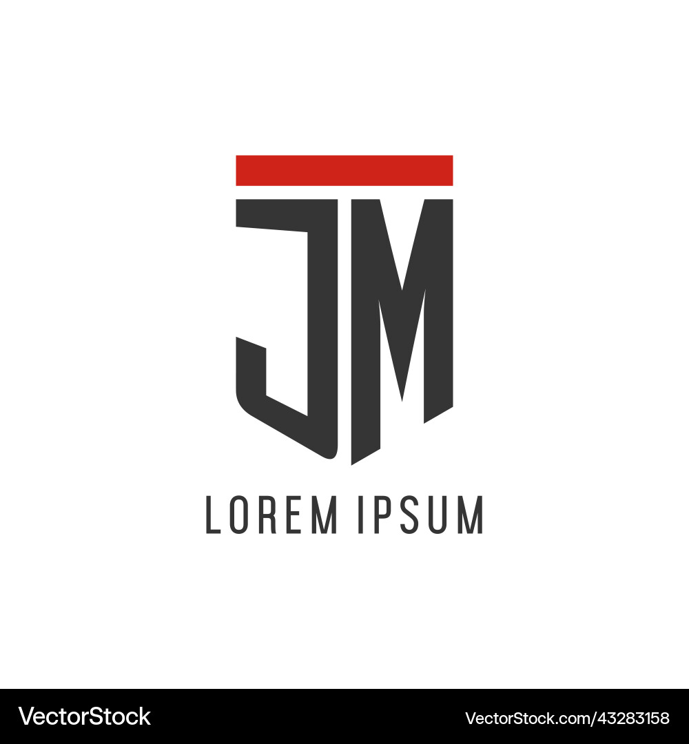 Jm initial esport logo with simple shield design Vector Image