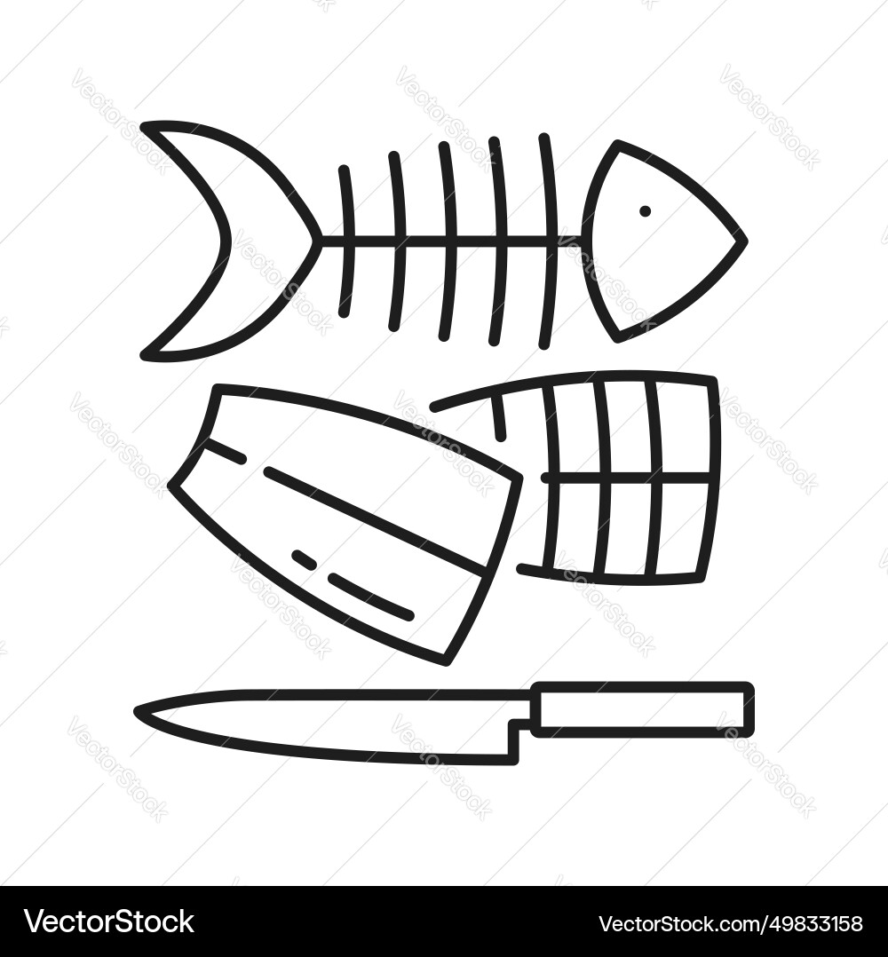 Raw fish processing cutting and filleting Vector Image