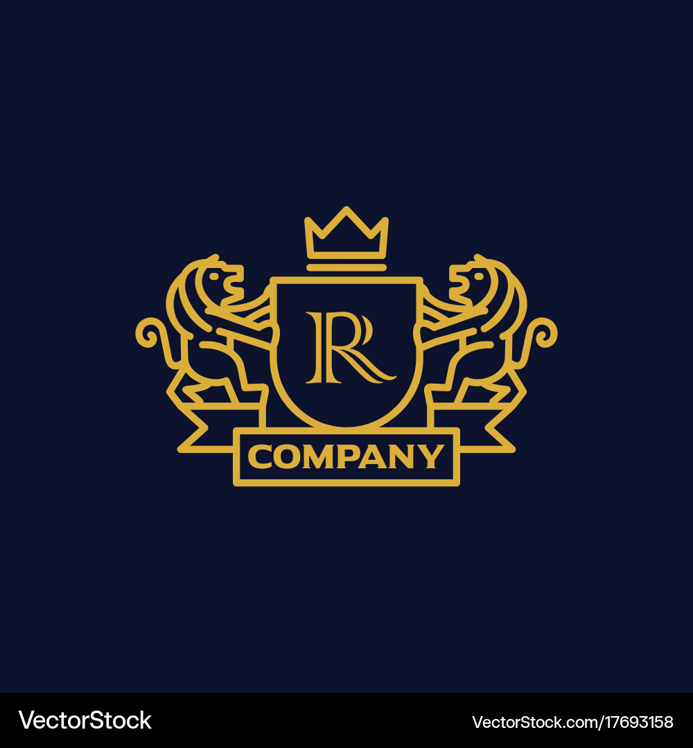 Royal Letter R Shield Emblem Royalty Free Vector Image