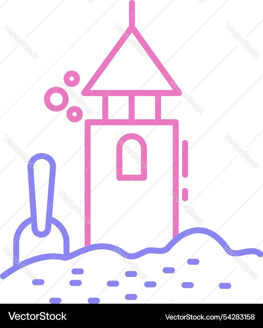 Sand castle line two colour icon Royalty Free Vector Image