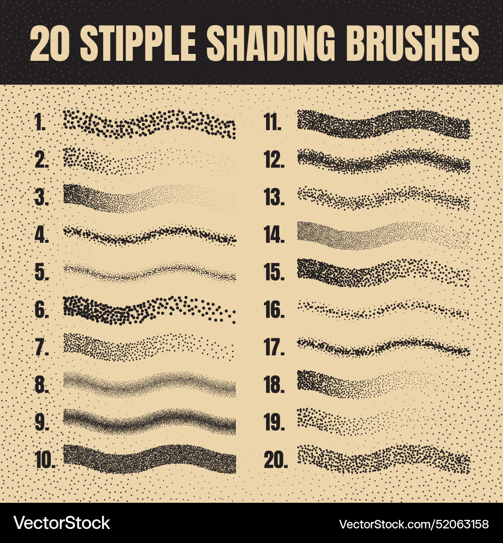 Stipple scatter brush ink drawing and texturing Vector Image