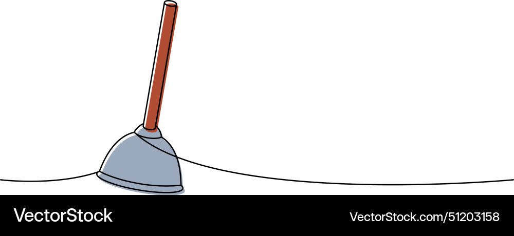 Toilet plunger one line colored continuous drawing