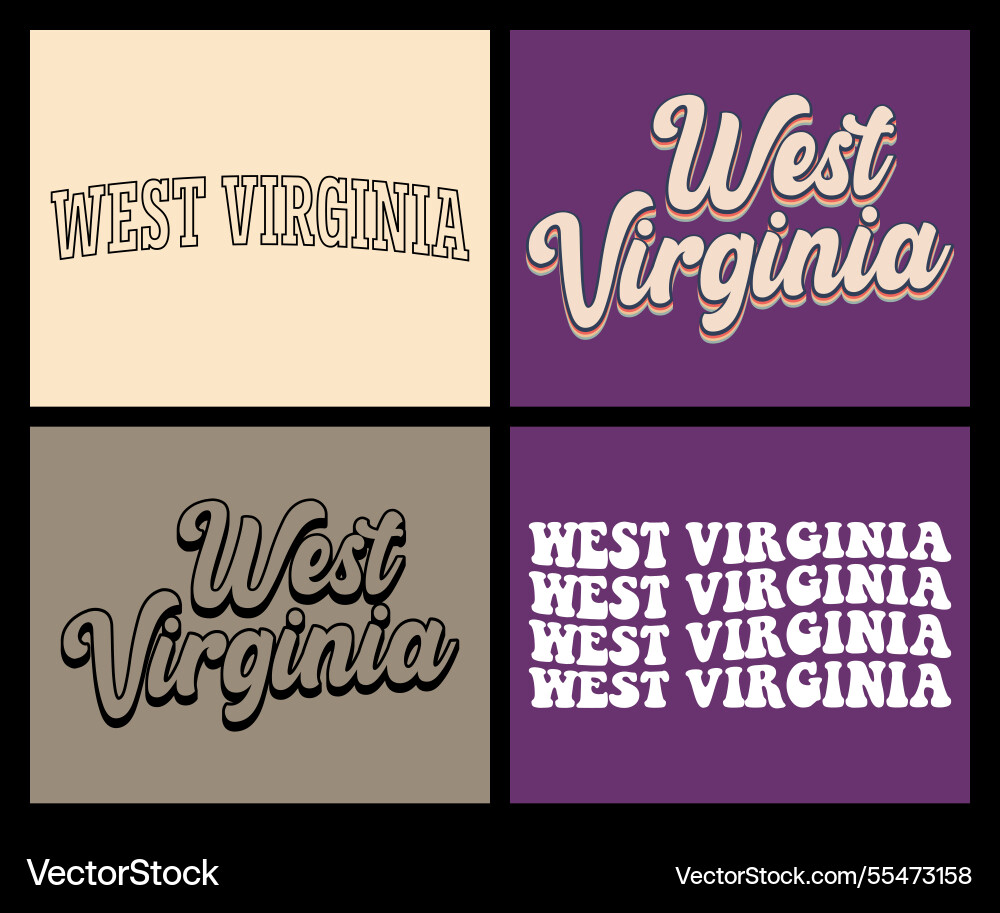 West virginia text t shirt design Royalty Free Vector Image